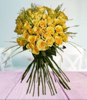 Long Stem Yellow Roses Bouquet Hand-Tied by Expert