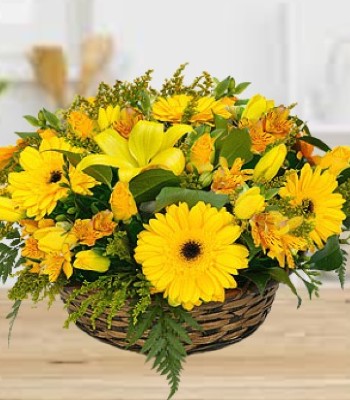 Yellow Flower Basket | Flowers in Romania